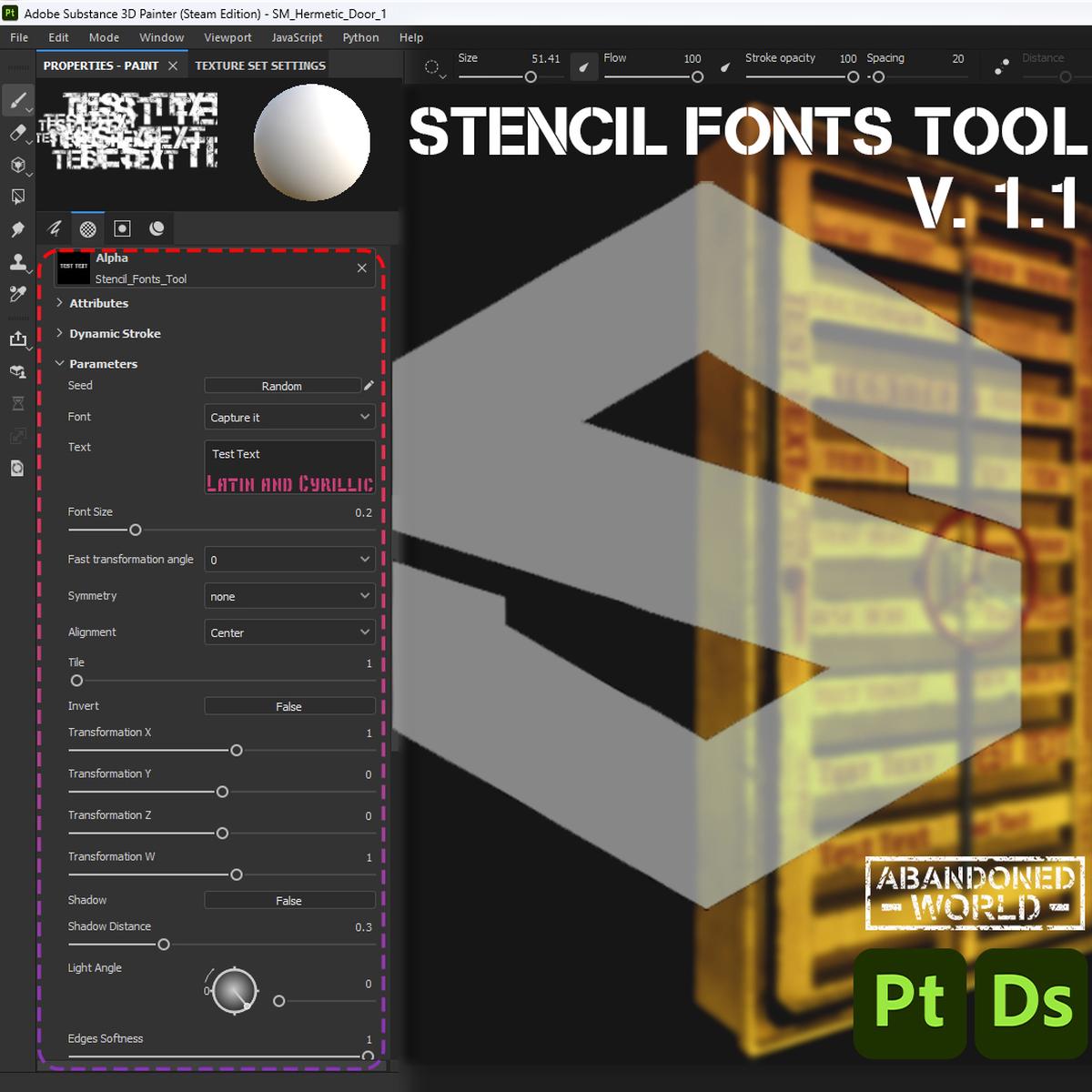 Stencil Fonts Tool ver 1 1 Substance Texture Generator on Substance 3D Community Assets