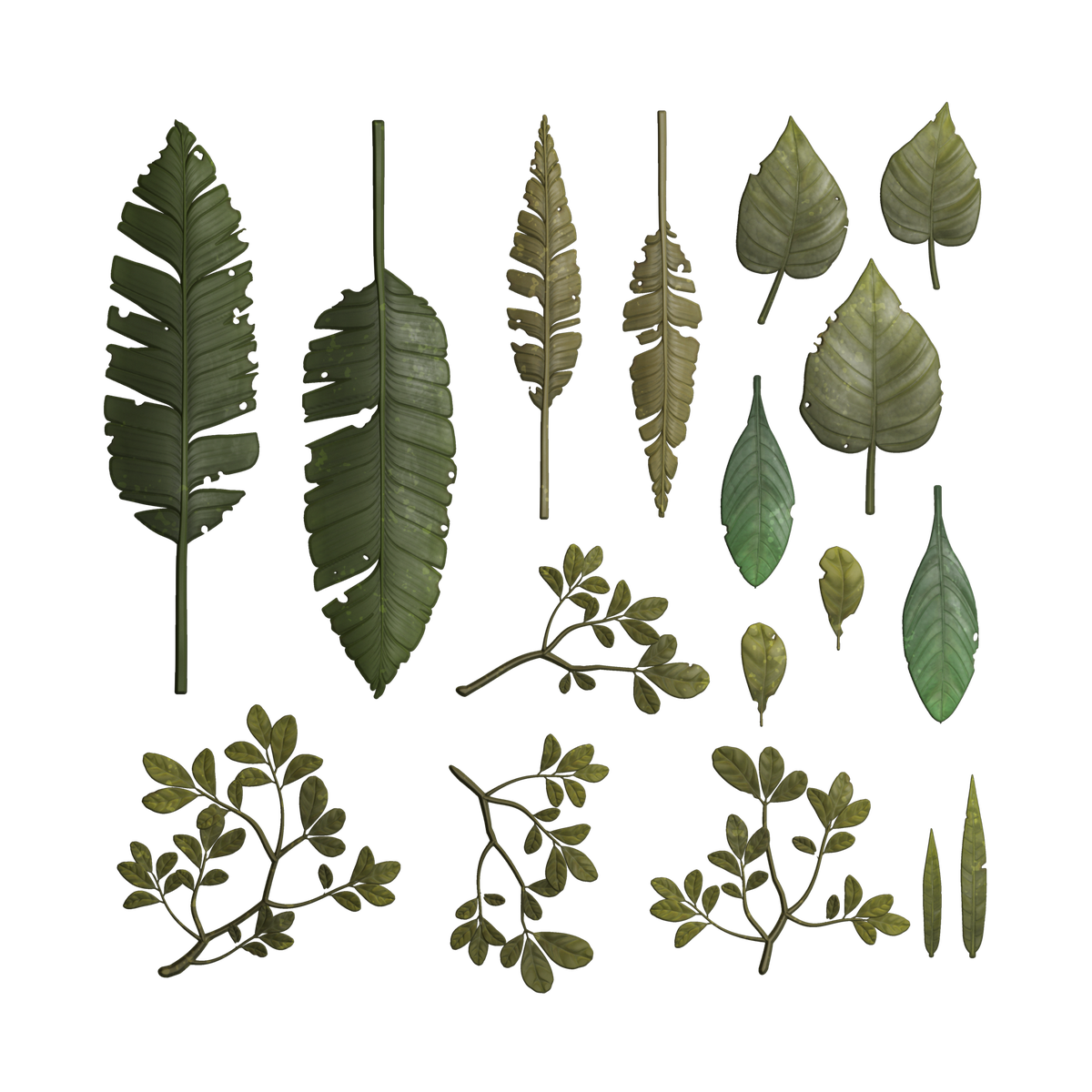 Stylized Tropical Island Leaves on Substance 3D Assets
