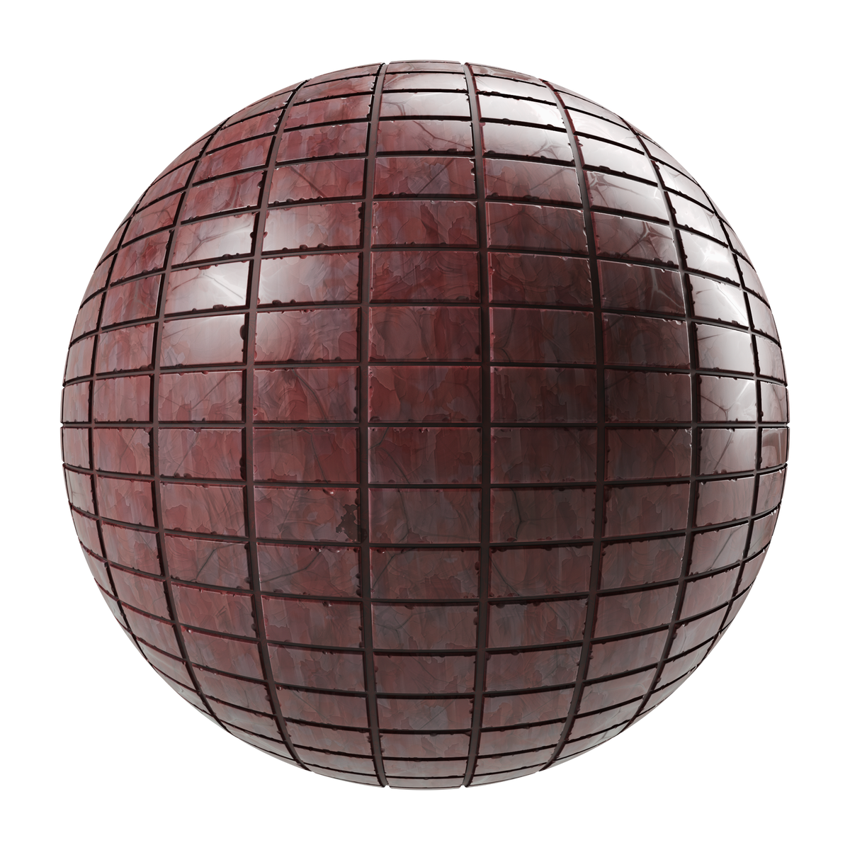 Stylized Dark Red Marble Straight Tiles on Substance 3D Assets