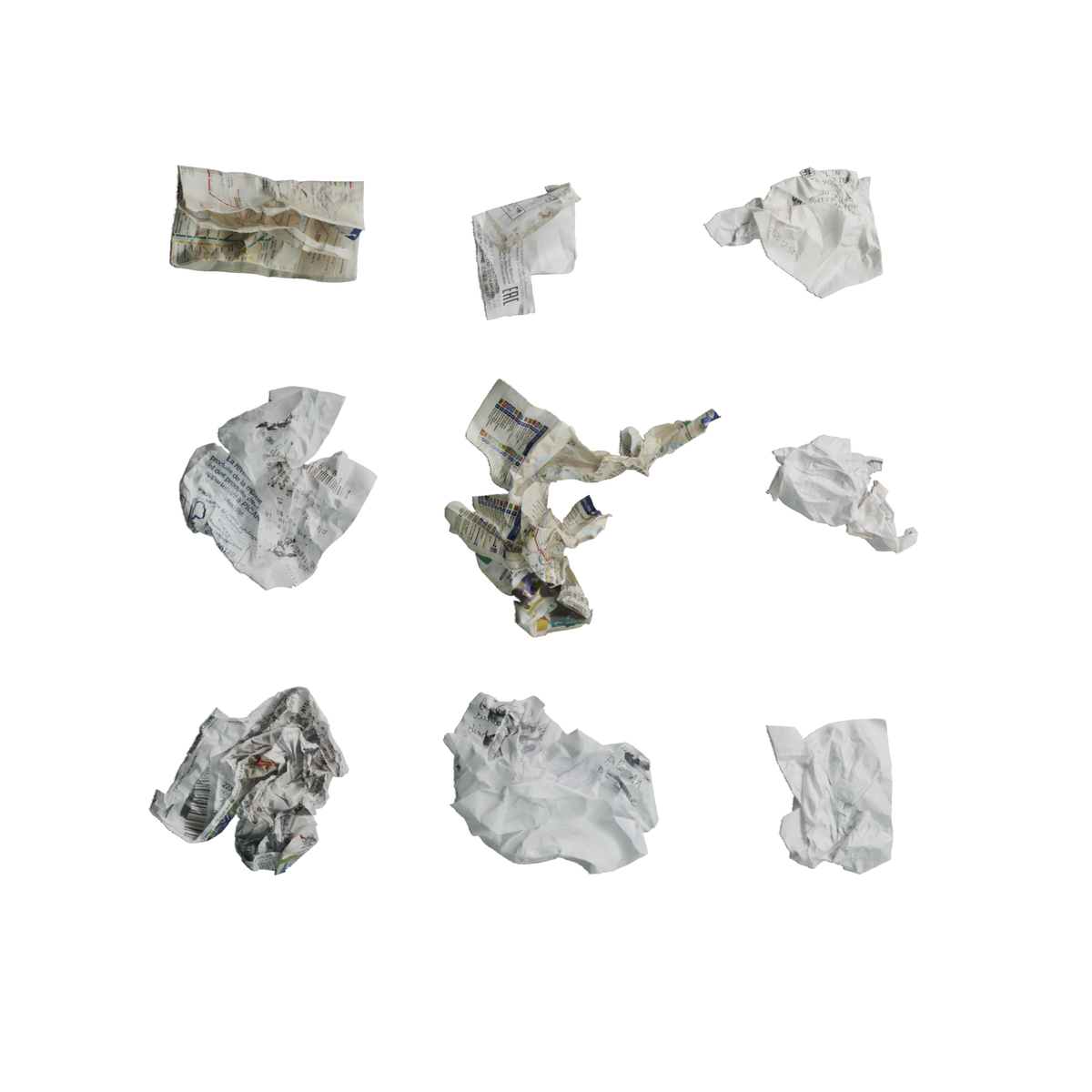 Crumpled Paper Receipts 01 on Substance 3D Assets
