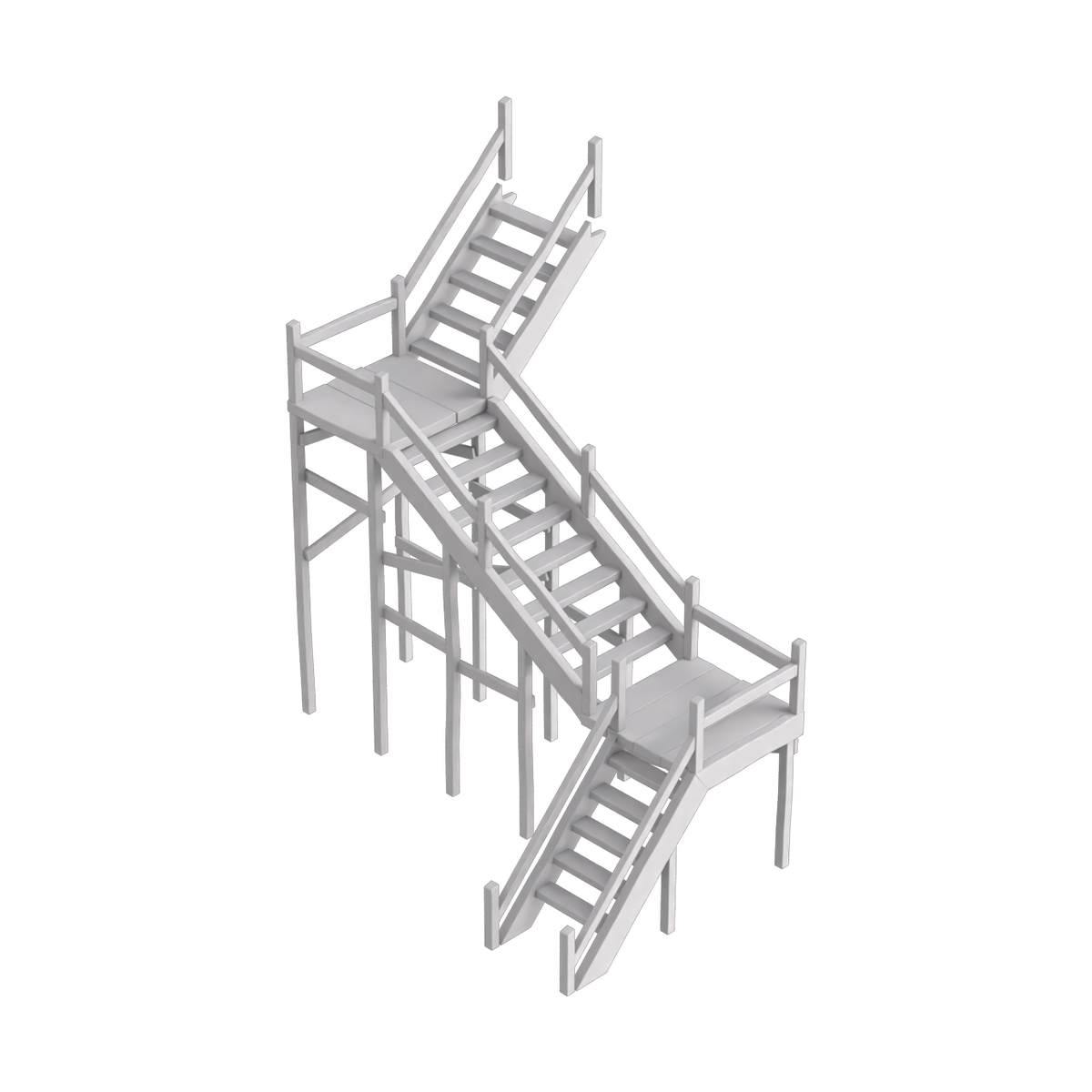 Stylized Bifurcated Wood Staircase on Substance 3D Assets