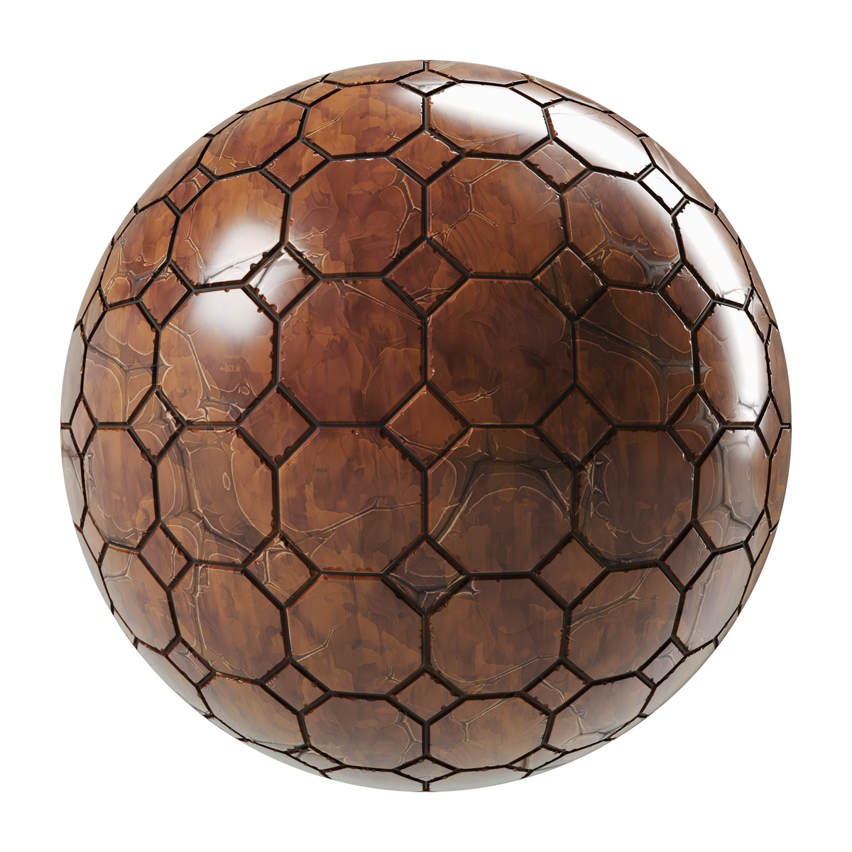 Stylized Red Marble Octagon Tiles on Substance 3D Assets